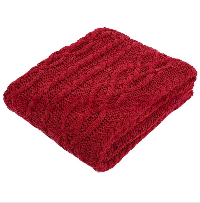 Плед "Текстура", вязаный, двухсторонний, 130х170 см, красный