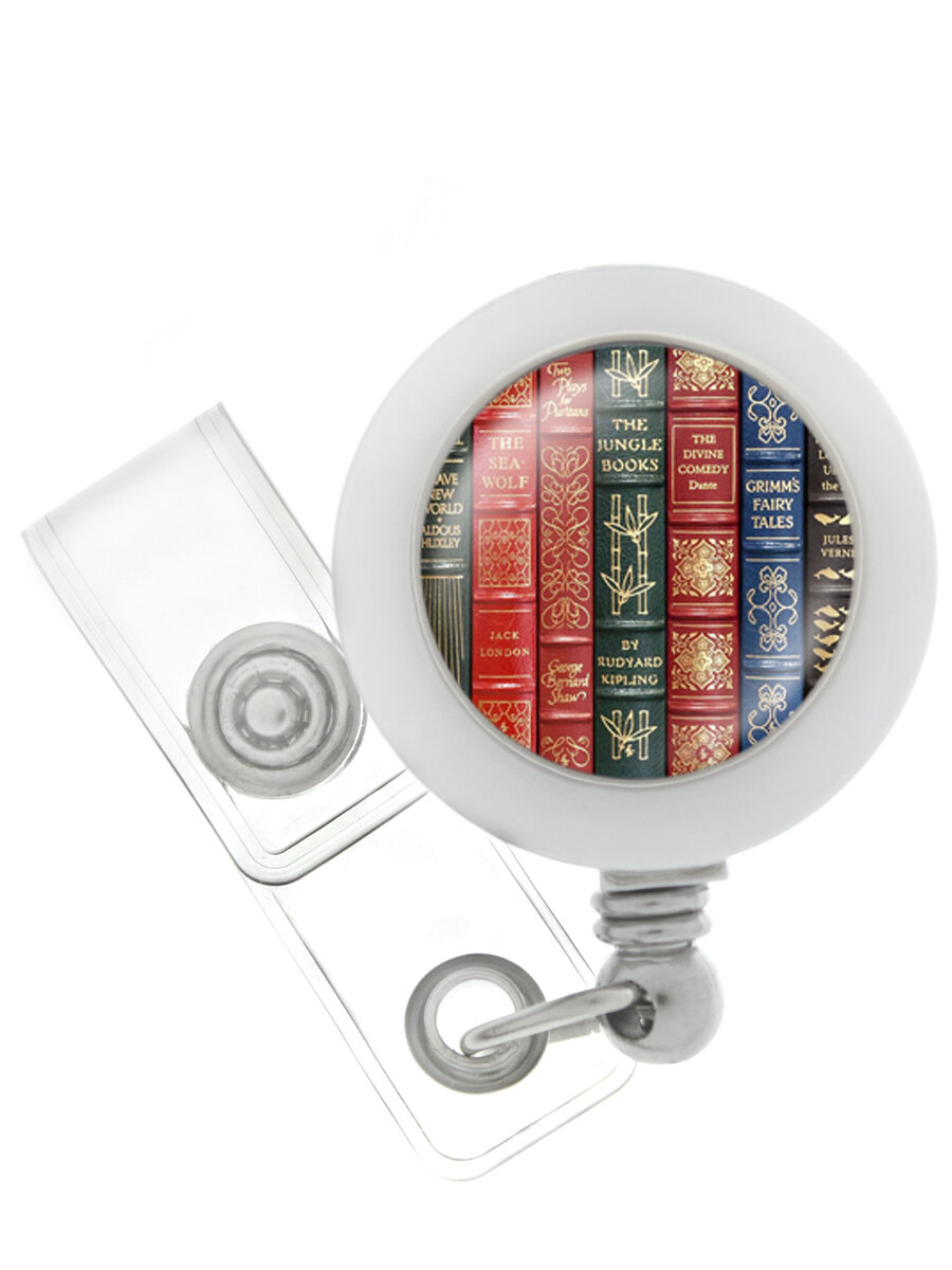Держатель TINA BOLOTINA , для бейджа, с ретрактором, серебристый, книги