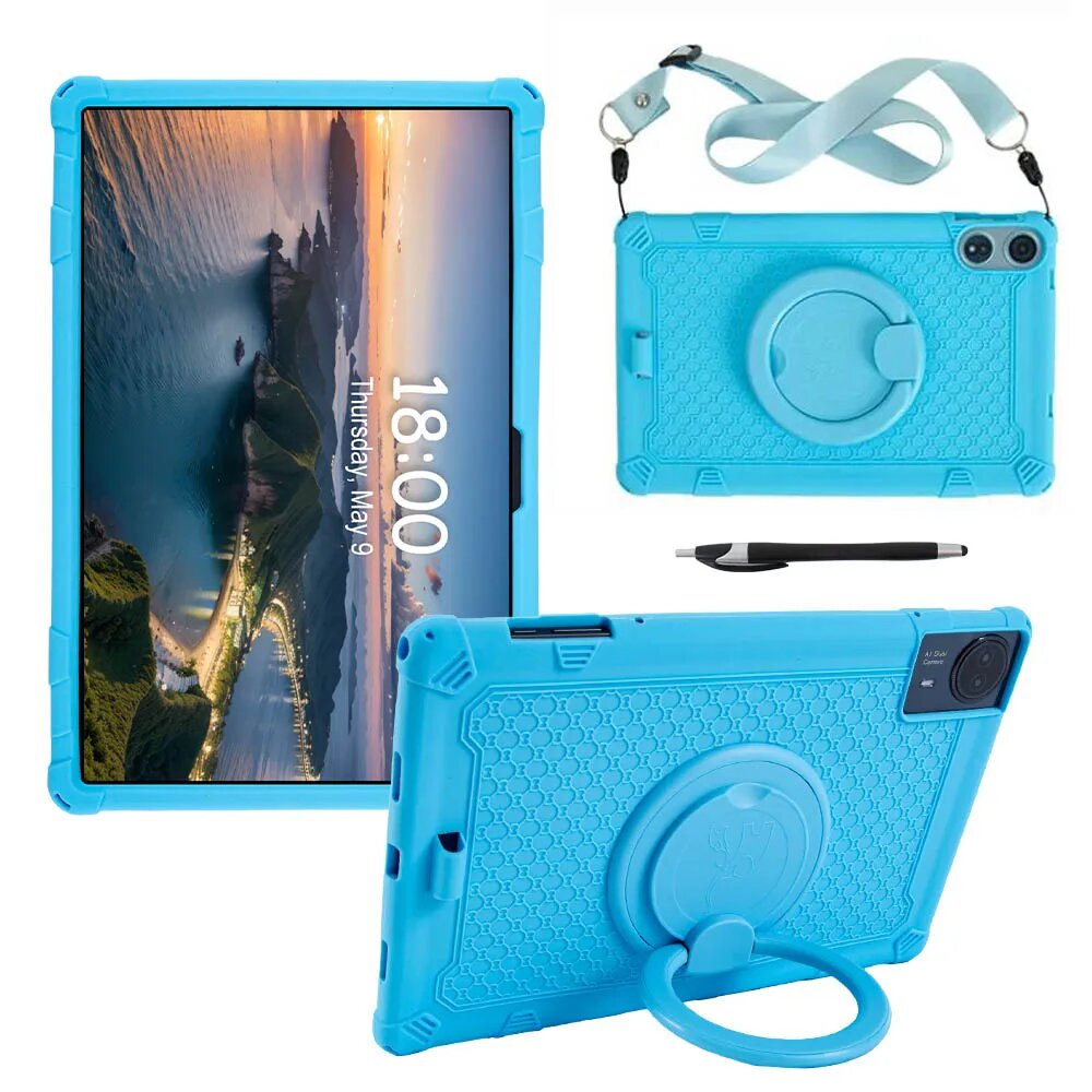 Чехол Seonstai для Teclast T60, T50 Pro, P50, M50 Pro с ручкой Teclast T60 Plus, Blue with Strap