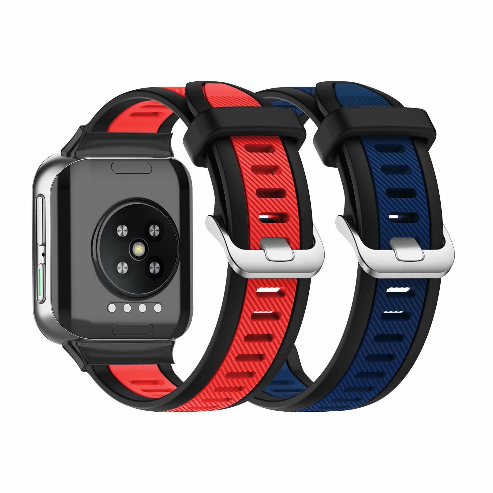 2 PCS Ремешки совместимые с OPPO Watch 41mm/46mm, мягкие силиконовые, дышащие сменные спортивные