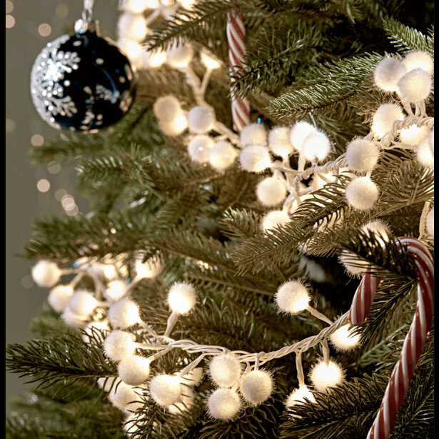 Электрогирлянда Снежные шарики 2 м, 128 теплых белых LED ламп, IP20, Kaemingk, 483717