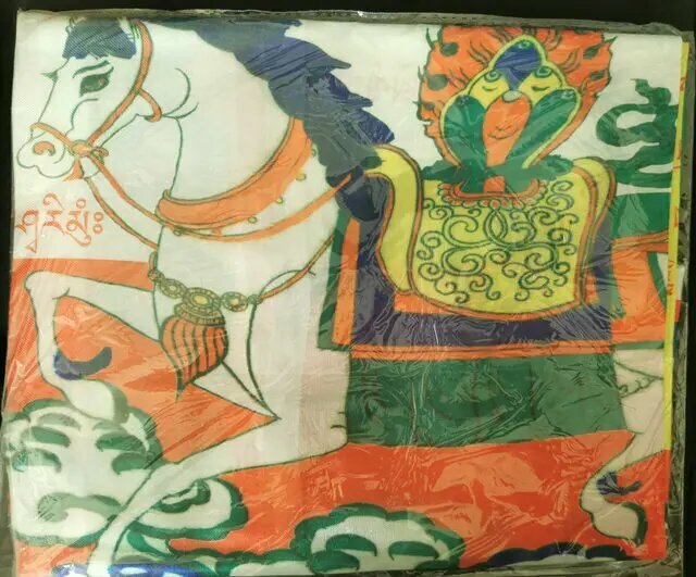 Тибетские молитвенные флаги из шелка 95*70 см E. White Horse