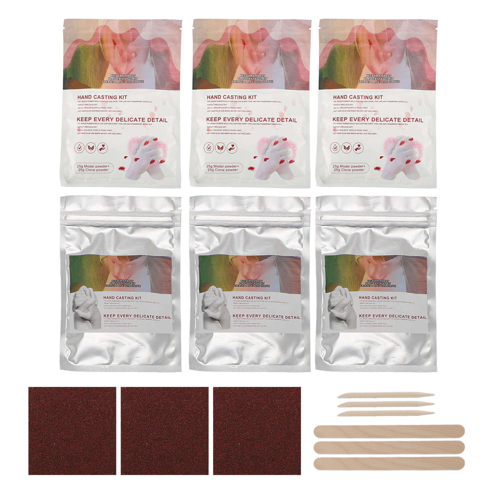 3 набора инструментов для лепки из гипса, набор для создания слепков рук для молодоженов, новорожденных, свадеб и годовщины, 25 г.