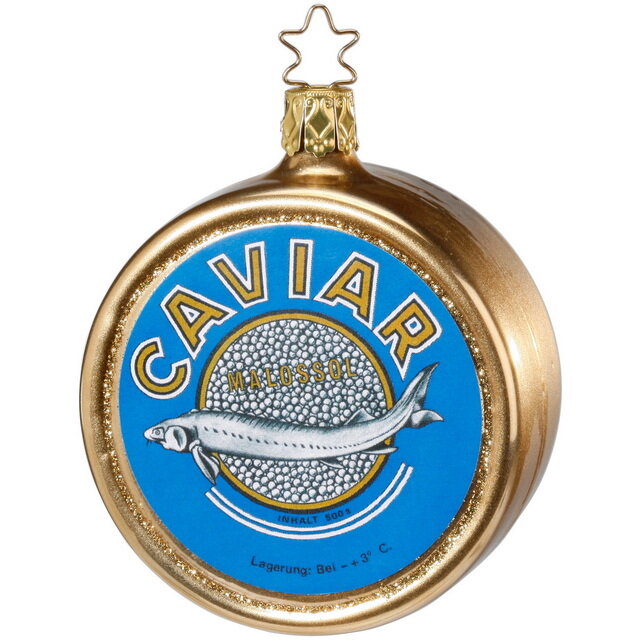 Стеклянная елочная игрушка Икра Осетрины 9 см, Inge Glas (Инге Глас), 10006S013