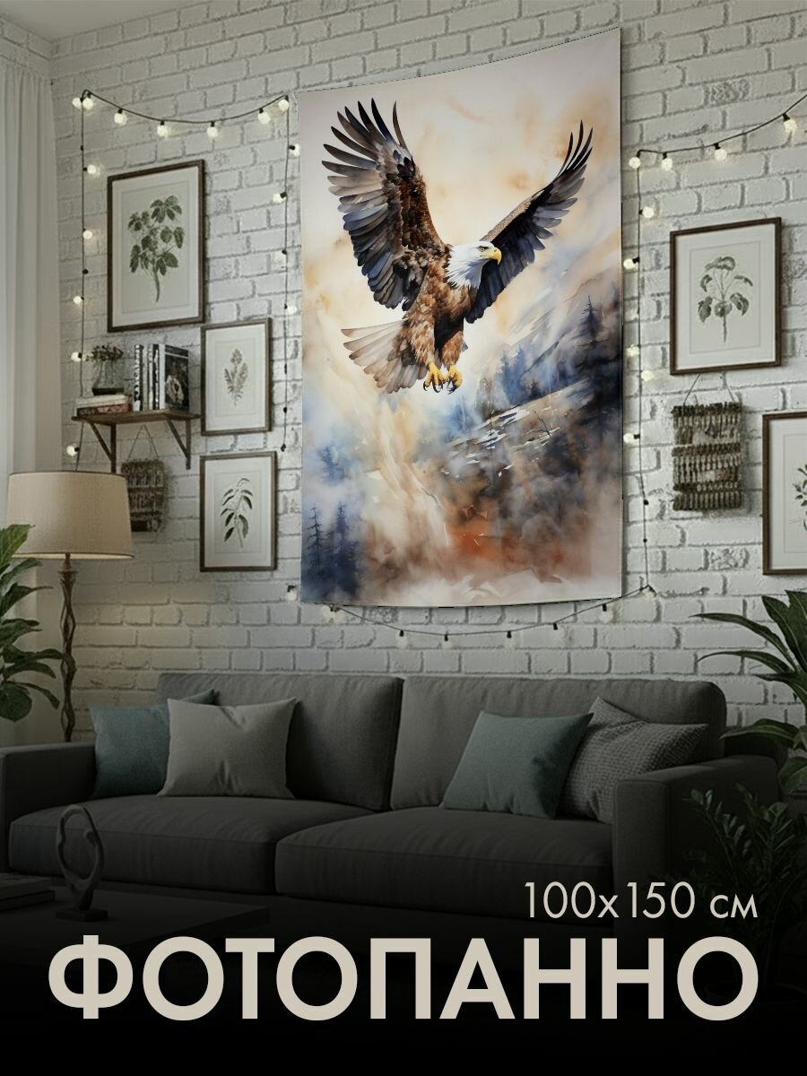 Панно тканевое PrintyFull / 100x150 см / орел, небо
