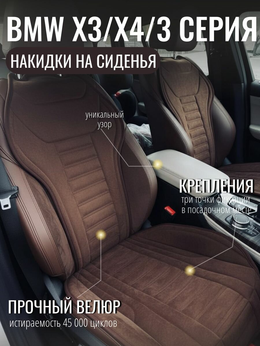 Накидки на сидения автомобиля BMW X3 III G01, X4 II G02, 3 серия G20/ передние сидения / чехлы на сидения БМВ / автомобильные чехлы