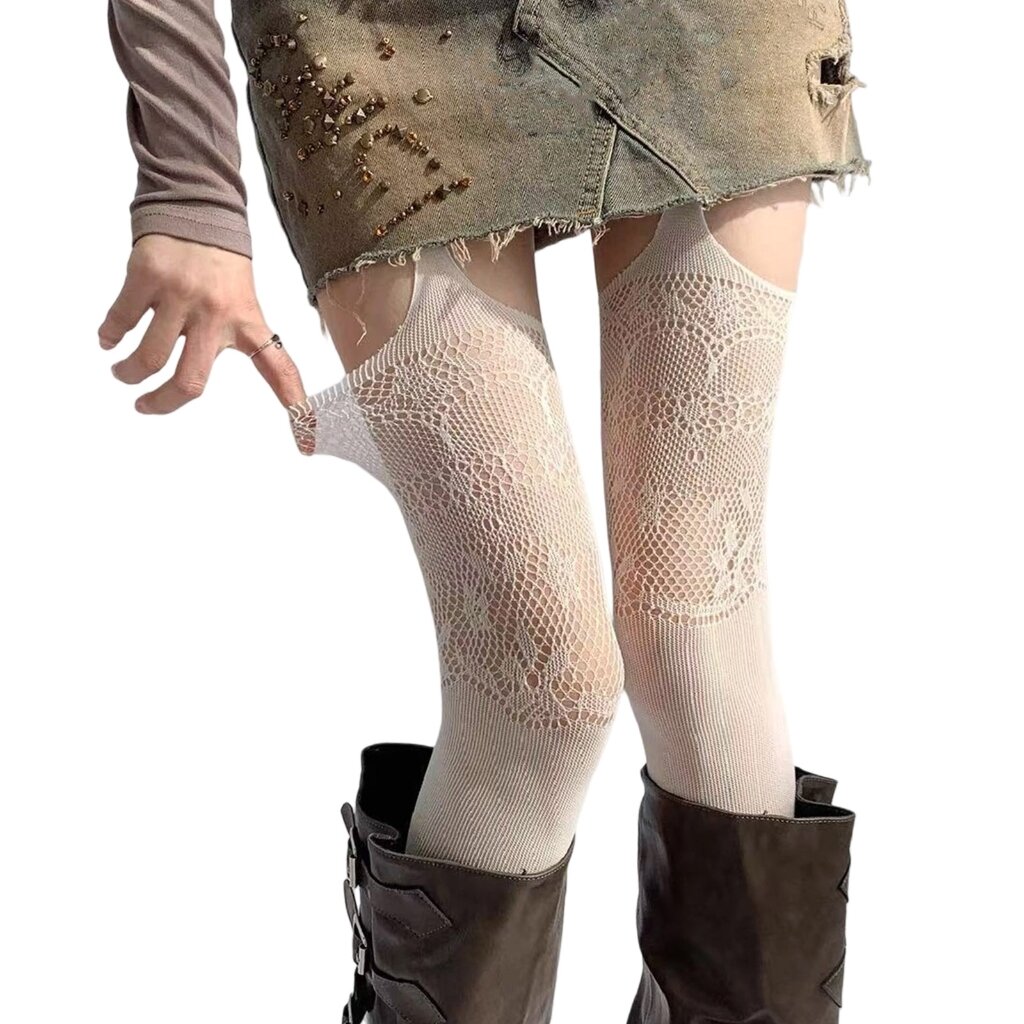 Чулки на подтяжках-белые