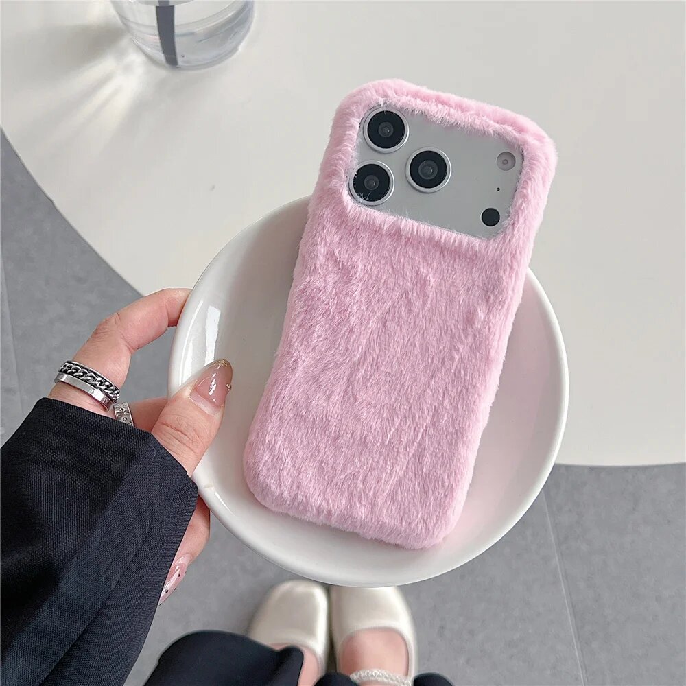 Модный зимний пушистый плюшевый чехол для телефона для iPhone 17 Pro Max 16 15 14 13 Pro Max 14 Plus, мягкий теплый пушистый чехол