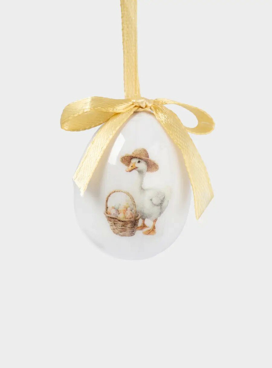 Подвеска, пасхальное яйцо, 4 см, пенопласт, Гусь с корзинкой, Interior Easter (Anna Lafarg)