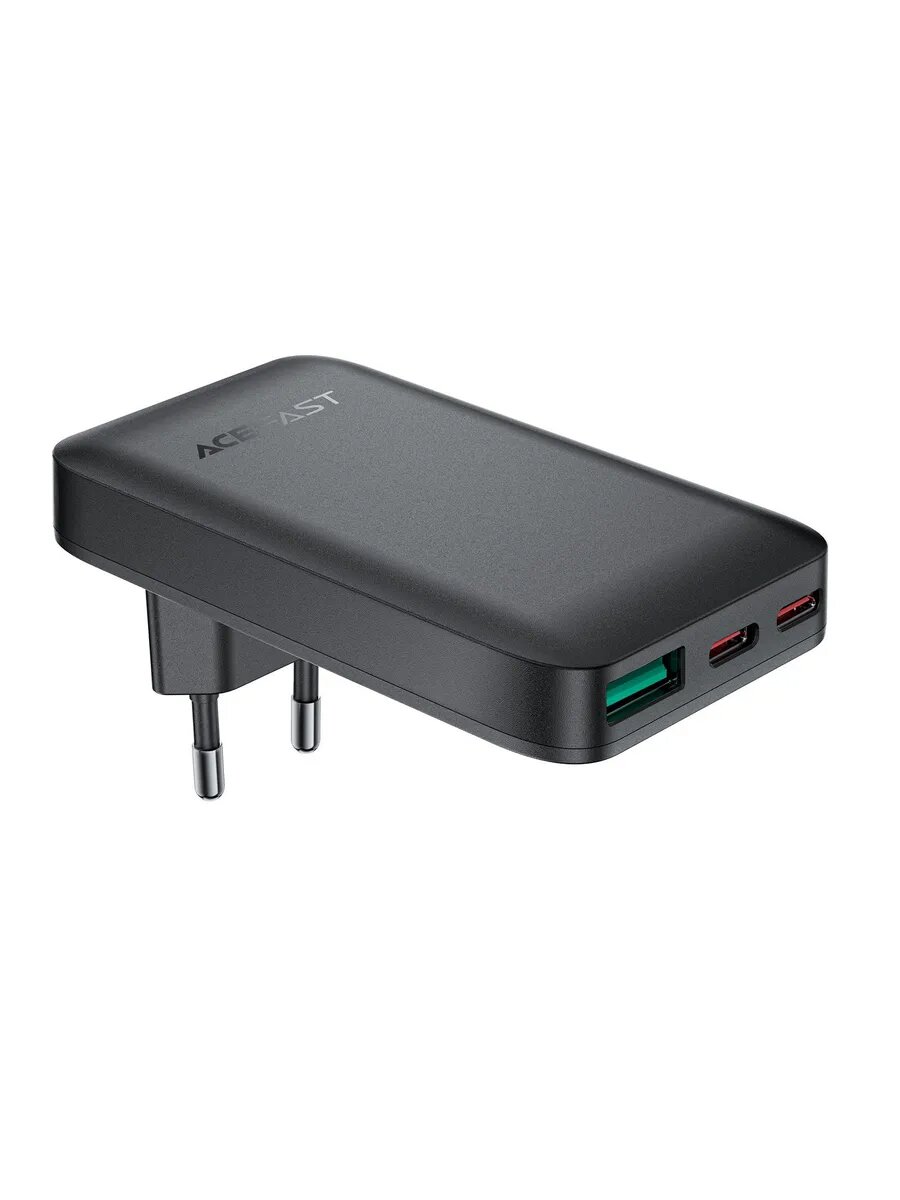 Сетевое зарядное устройство ACEFAST A100 PD65W GaN (2*USB-C+USB), цвет черный (премиум серия бренда Hoco)