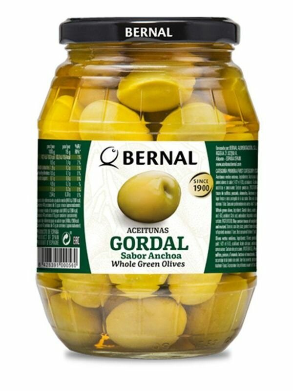 Оливки гордаль (GORDAL), с анчоусовым соусом, крупные, Испания