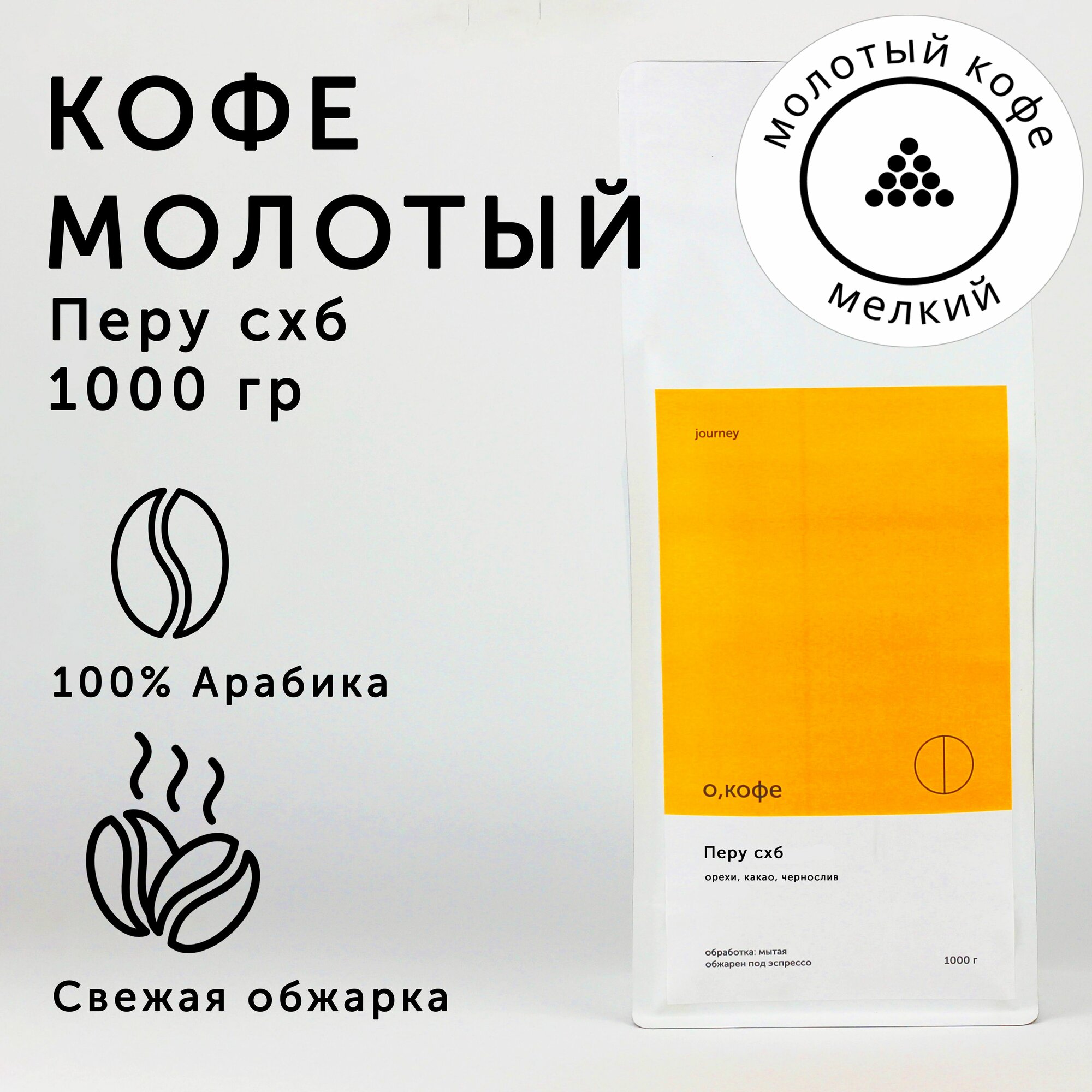 Кофе молотый О, кофе Перу схб 1 кг, мелкий помол