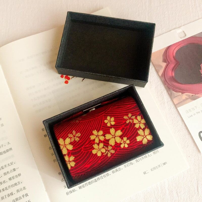 Портативный футляр для помады с зеркалом, миниатюрная подарочная коробка ручной работы в японском винтажном стиле, защитный чехол для помады.