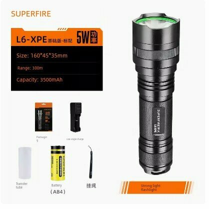 SupFire L6 Фонарь 5Вт Перезаряжаемый 1x3500 мАч Аккумулятор Надежный Портативный Для Кемпинга и Походов