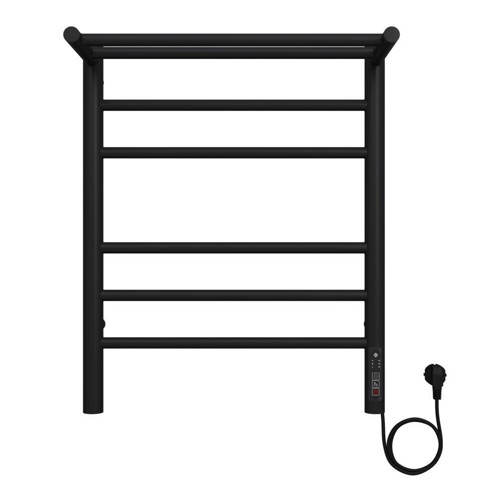 Полотенцесушитель электрический Terminus Аврора П6 с полкой 600х482 мм 1000 Вт с терморегулятором черный