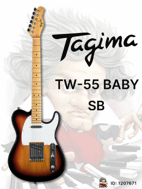 Tagima Электрогитара TW55, произведенная в Китае: сбалансированный звук и универсальность, подходит как для новичков, так и для опытных игроков 6-струнная, корпус Тополь 36"