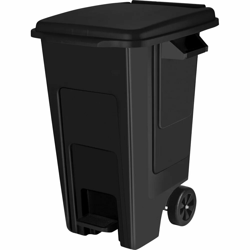 Бак Blocker 100л. с крышкой, на колесах, с педалью, чёрный 40064