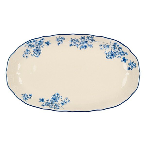 Тарелка «Фиори» овальная, фарфор, 307✕178✕41 мм, цвет слоновая кость, синий (Kunstwerk)
