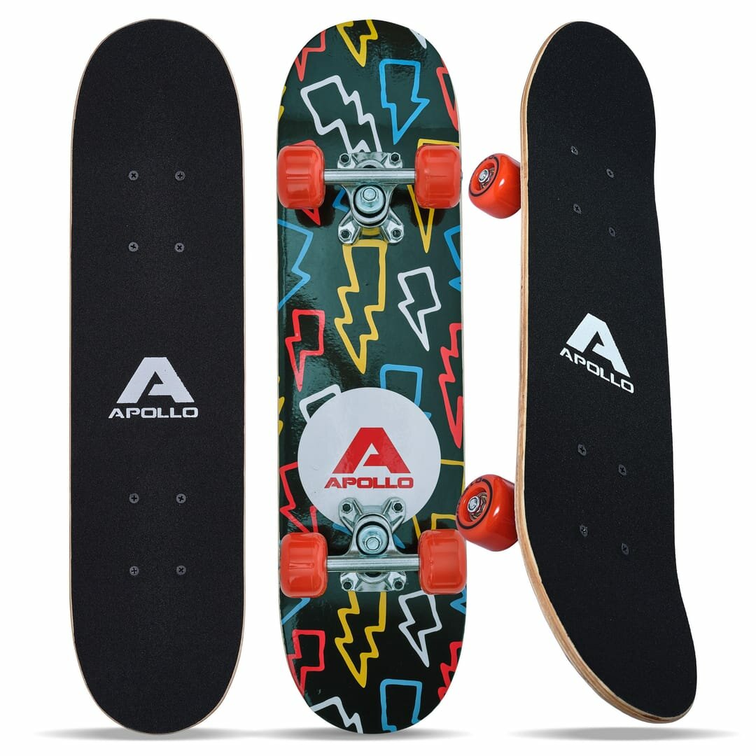 DECATHLON скейтборд Apollo Flash, 61 см, черный, бежевый