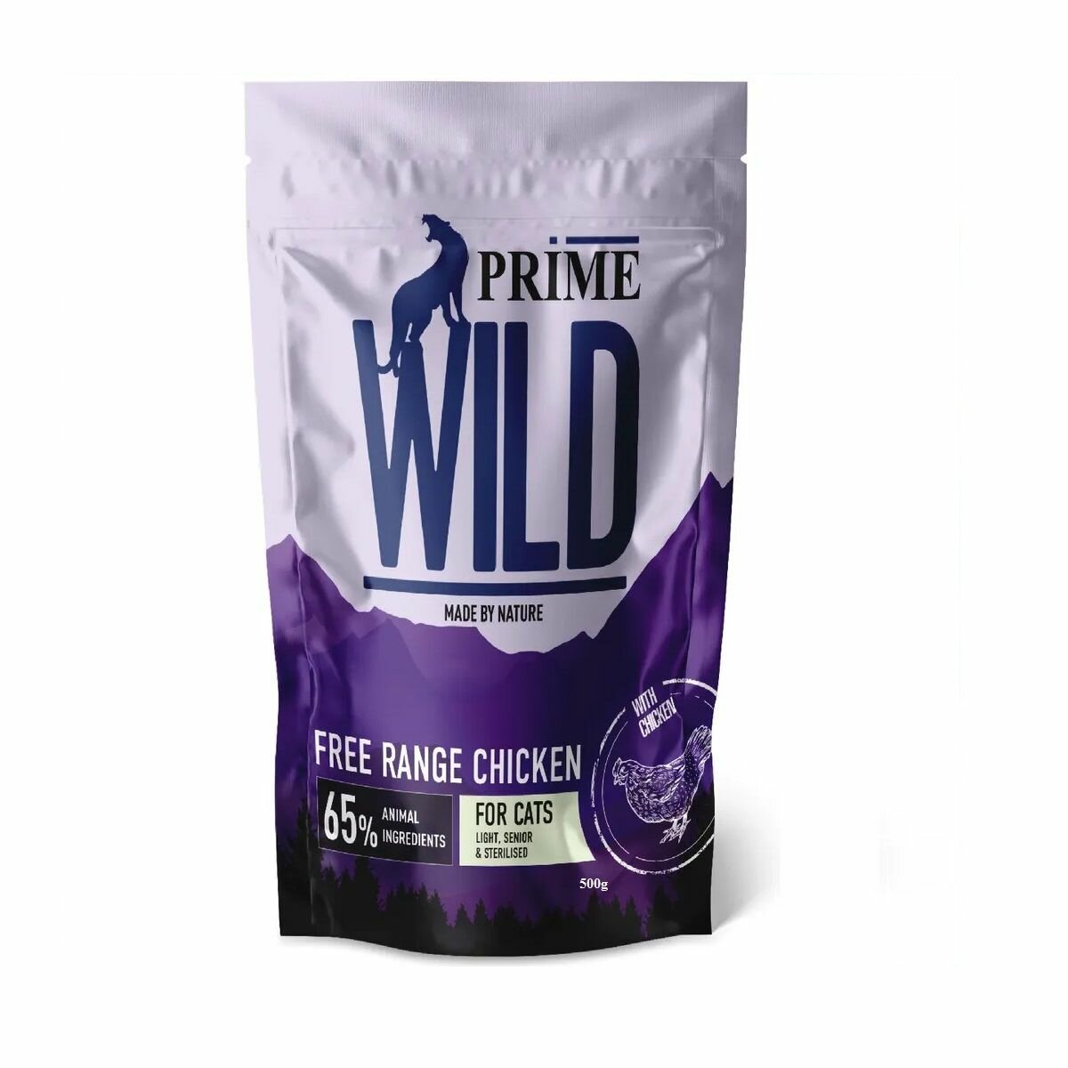 Сухой корм PRIME WILD GF FREE RANGE для котят и стерилизованных кошек Контроль веса с курицей 500гр