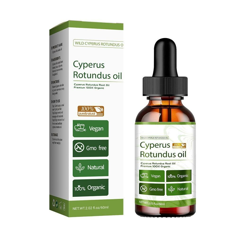 60 мл масла Cyperus Rotundus - 100% натуральное масло ореховой травы для уменьшения роста волос на теле, гладкой кожи и удаления волос, увлажнения и успокоения, идеально подходит для всех типов кож