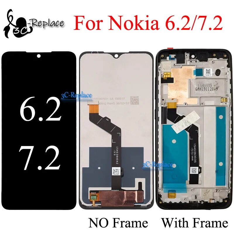 Дисплей ЖК 6.3" Nokia 6,2/7.2 Green With Frame