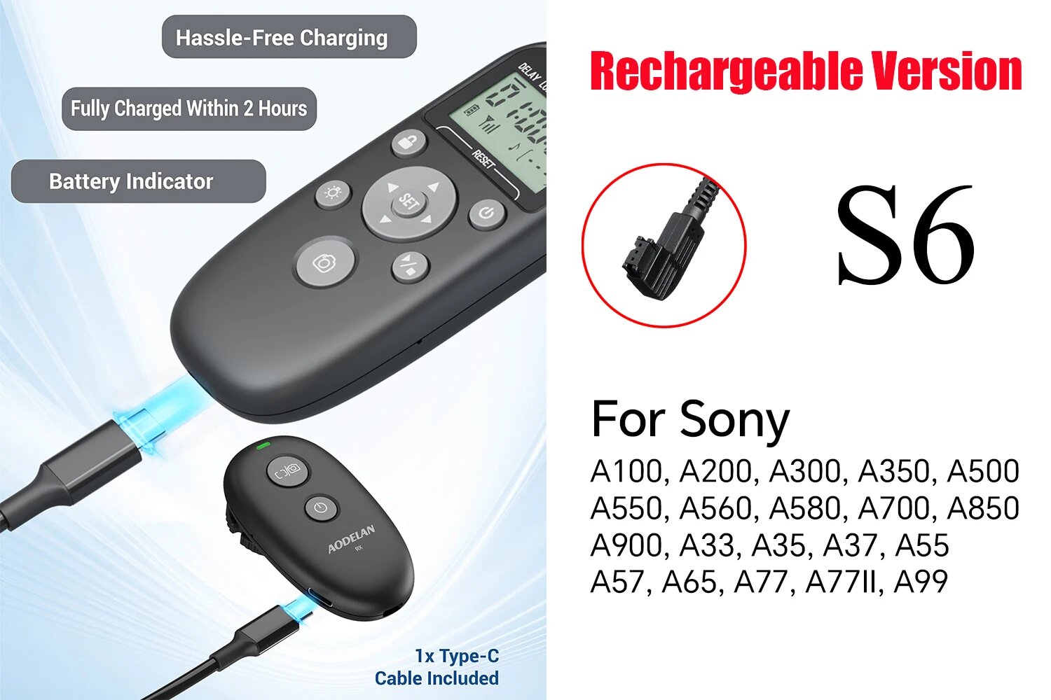 Беспроводной пульт дистанционного спуска затвора AODELAN S6 For Sony