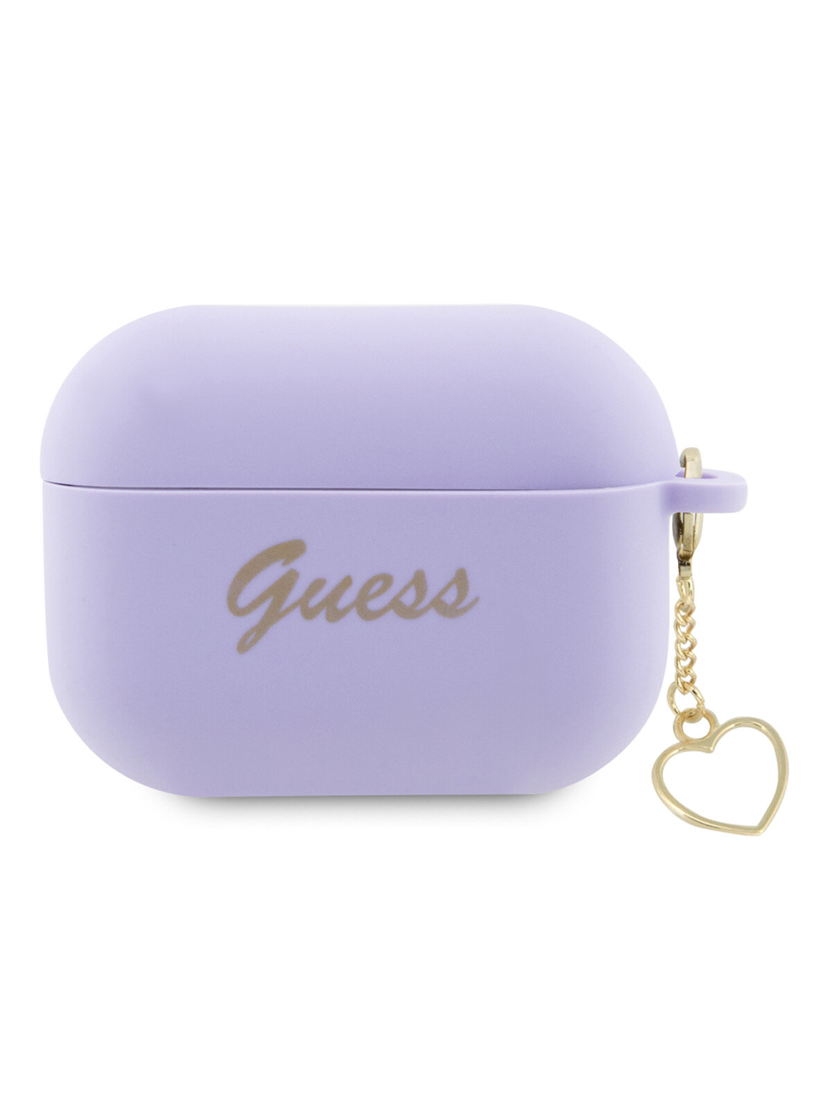 Guess для Airpods Pro 2 чехол Silicone Script logo with Heart charm Purple