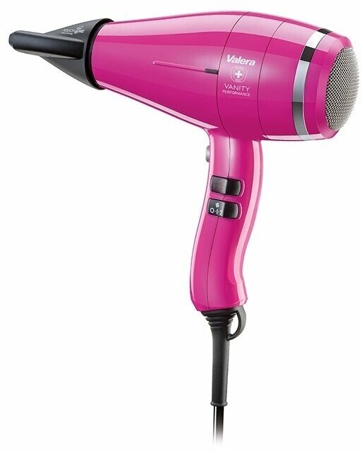 Фен Valera Professional Vanity Performance Hot Pink (VA 8612 RC HP), мощность 2400 Вт, АС-мотор, ультратихий, ионизация, технология быстрой сушки, супергибкий сетевой шнур, система ROTOCORD, вращение шнура 360, холодный воздух