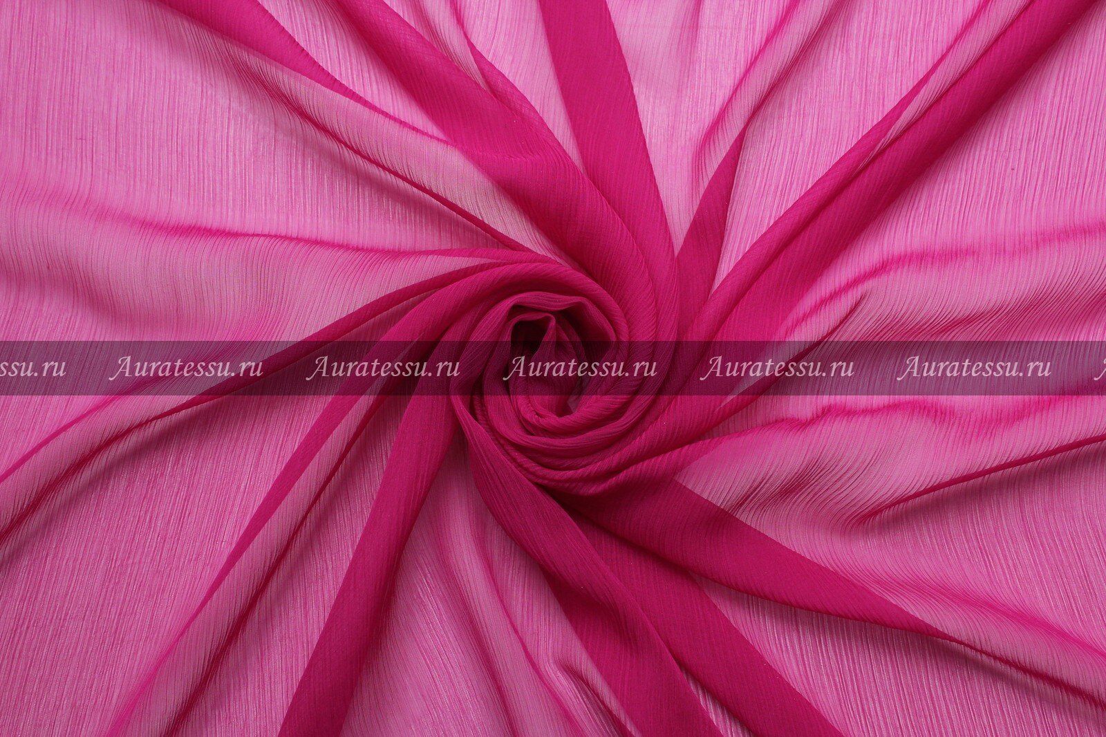 Ткань Шелковый шифон-креш цвета тёмной фуксии, ш124см, 0,5 м