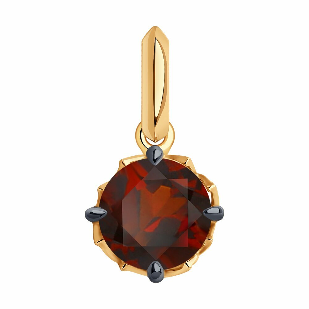 Подвеска, красное золото, 585 проба, гранат