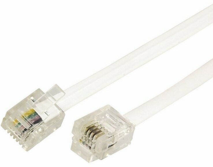 Телефонный шнур, удлинитель RJ-11(6P-4C), длина 10 метров, белый REXANT, цена за 1 шт