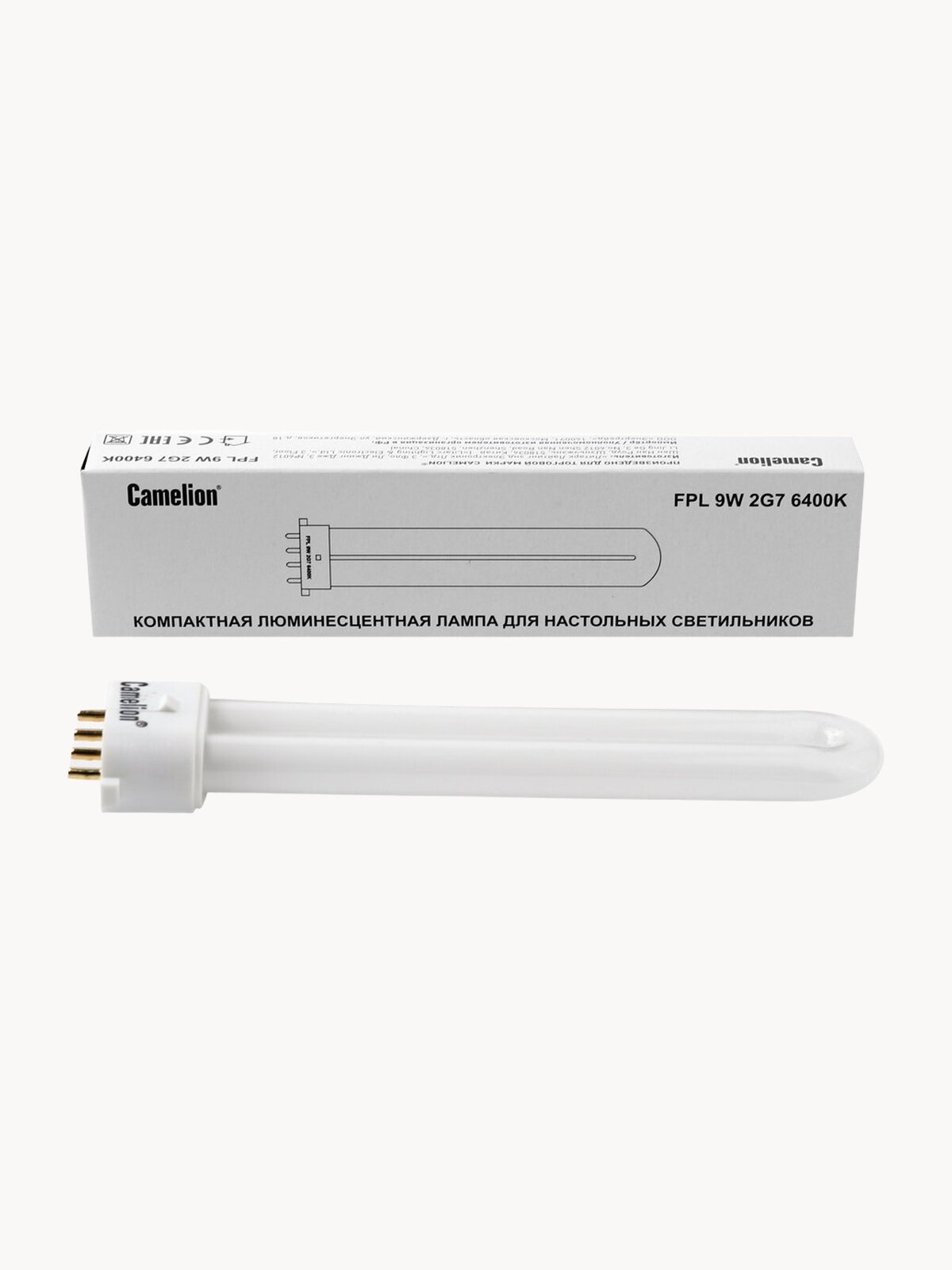 Лампа Camelion "FPL" 9W, люминесцентная, цветовая температура 6400 K, матовая, холодный белый свет