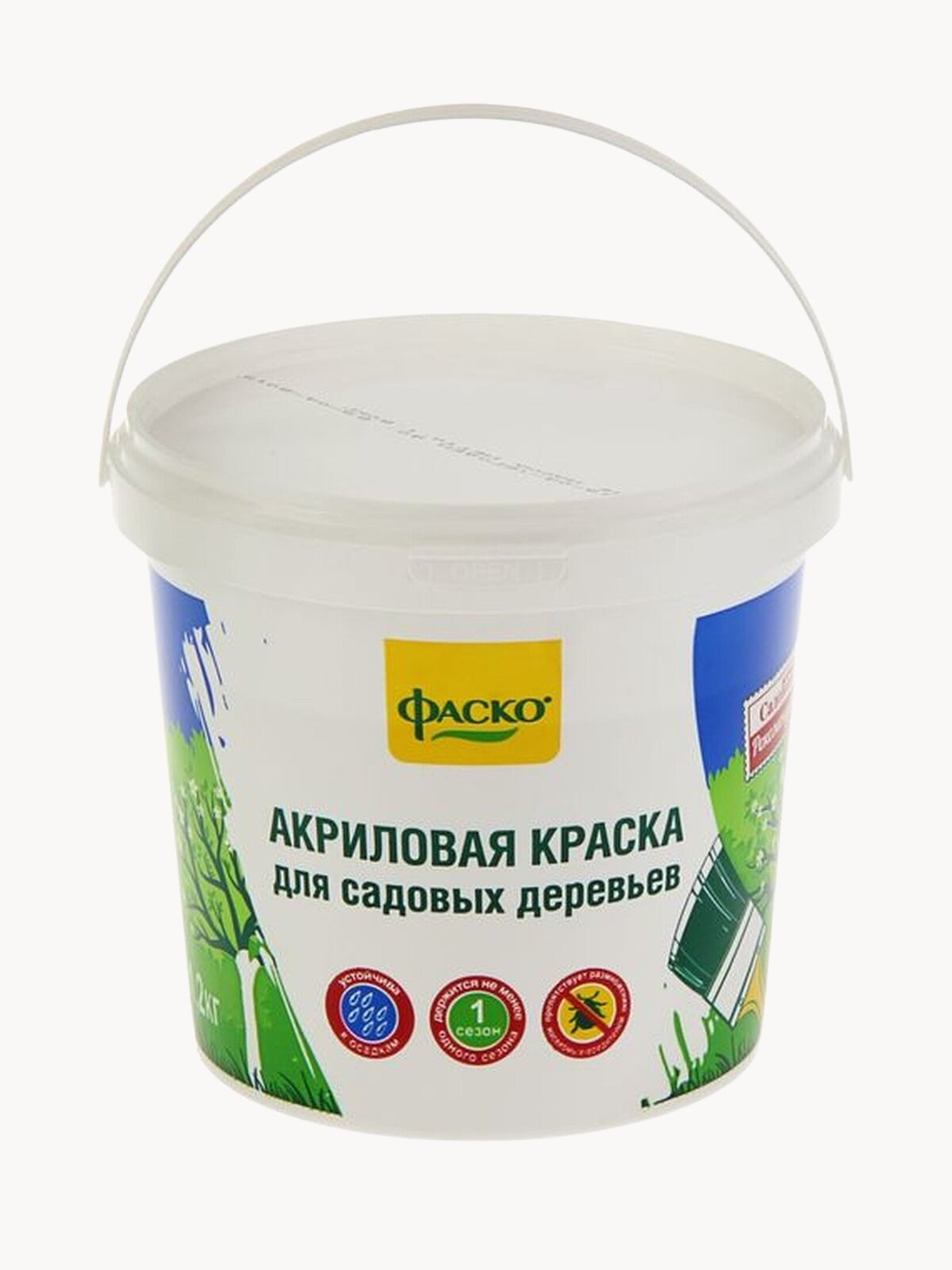 Краска для садовых деревьев фаско, паста, в ведре, от всех насекомых, 1.2 кг