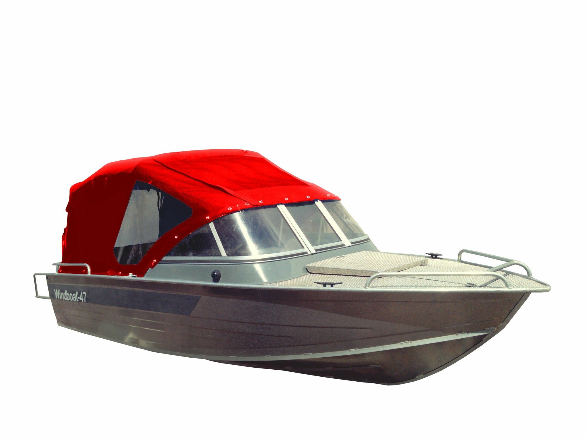 Windboat-47 / Виндбот-47. Тент ходовой с дугами с креплением на стекло с калиткой
