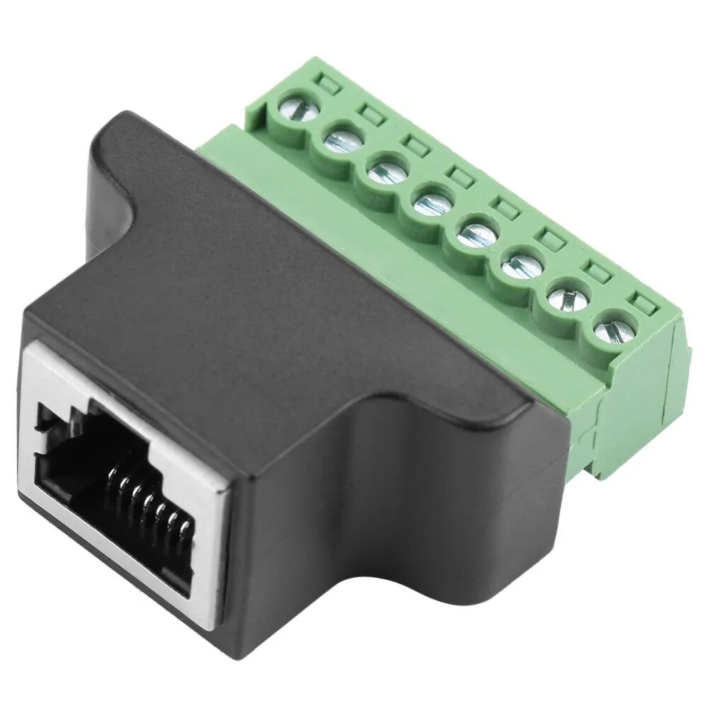 RJ45 адаптер-разветвитель черный с винтовыми клеммами