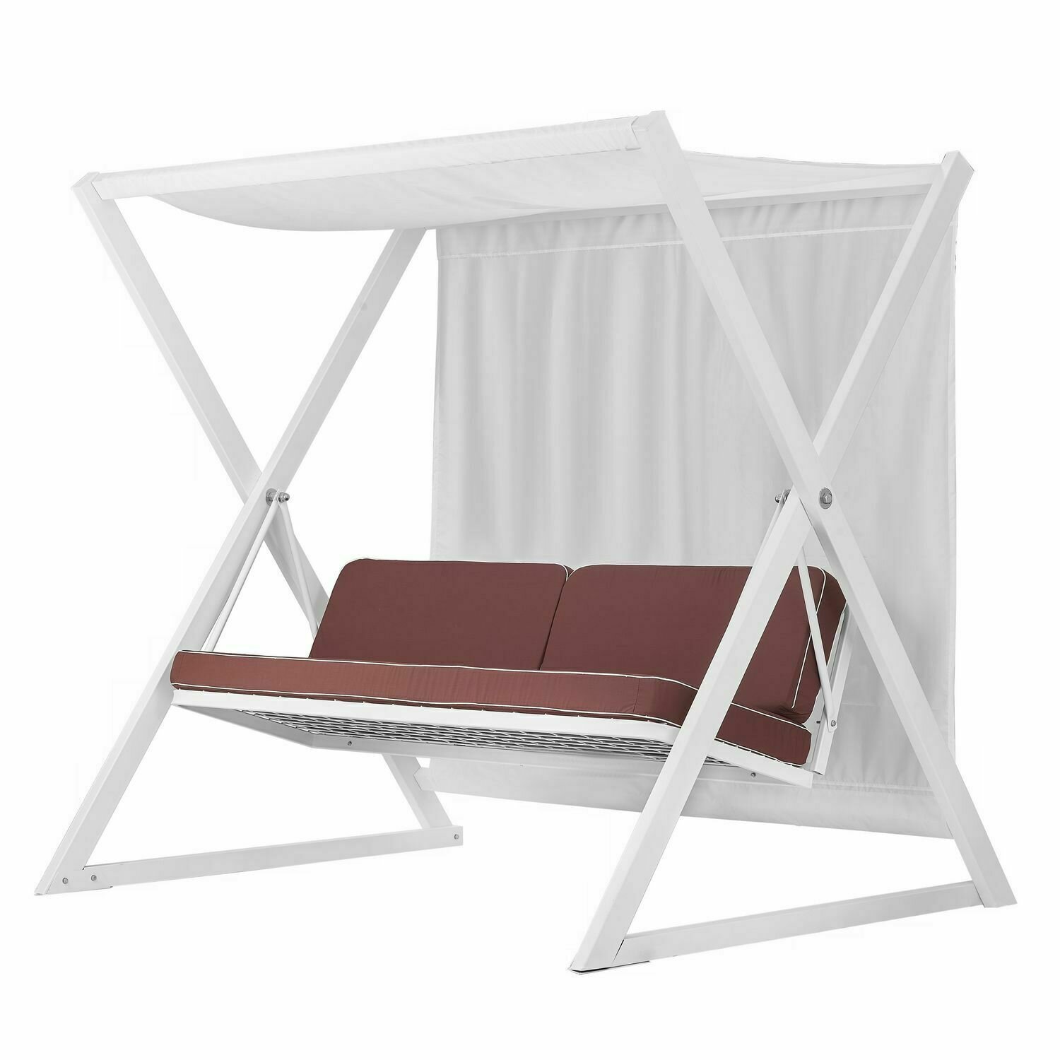 Качели садовые 3-х местные Мебельторг Сакура Каркас белый/м/э Шоколадный без рисунка