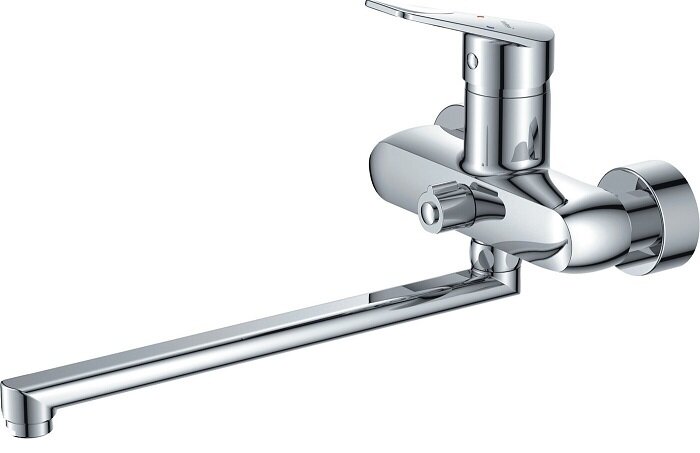 Cron Смеситель для ванны с длинным (40 см) поворотным изливом и душевой лейкой, хромированный