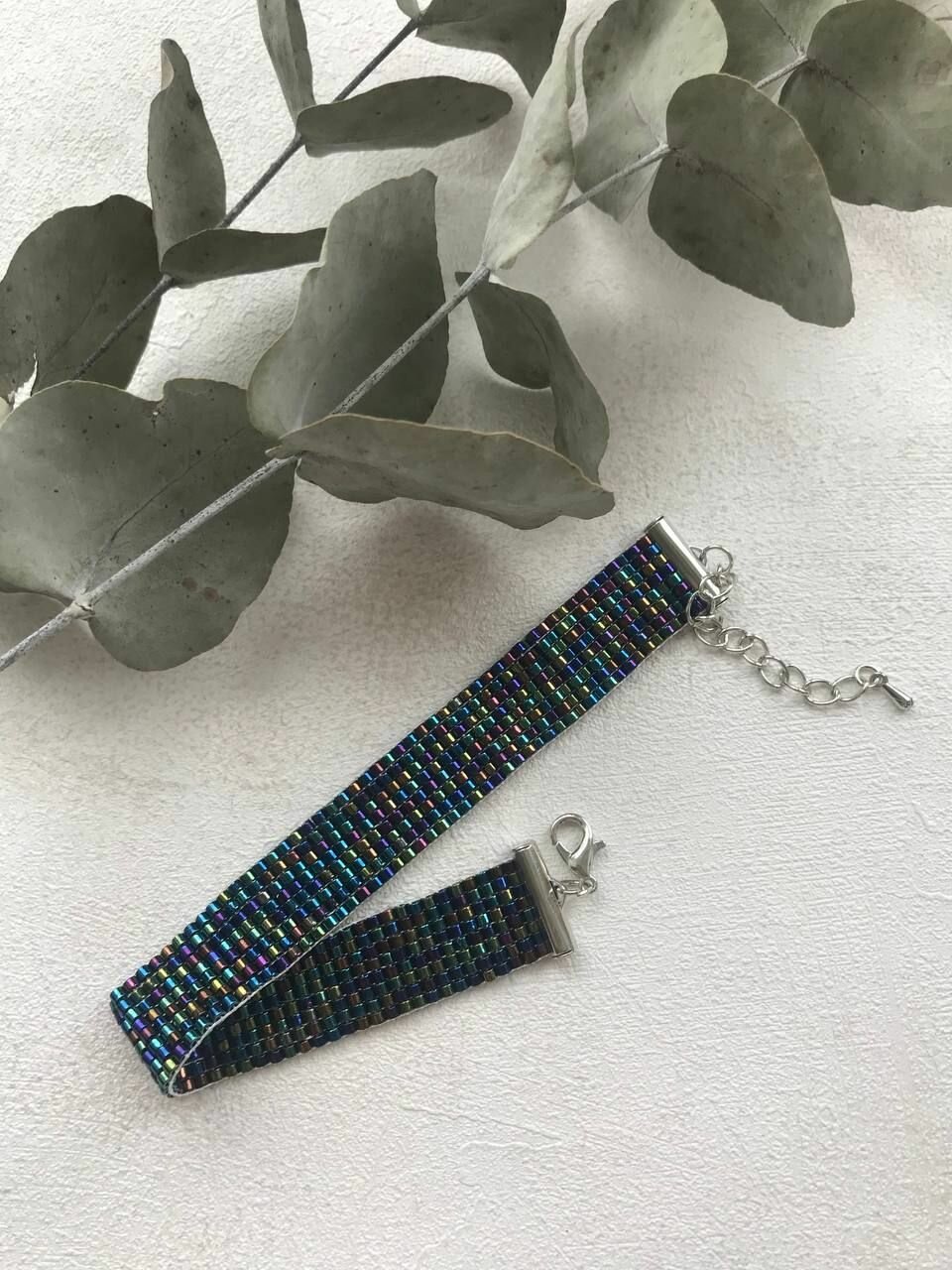 Плетеный браслет, бисер