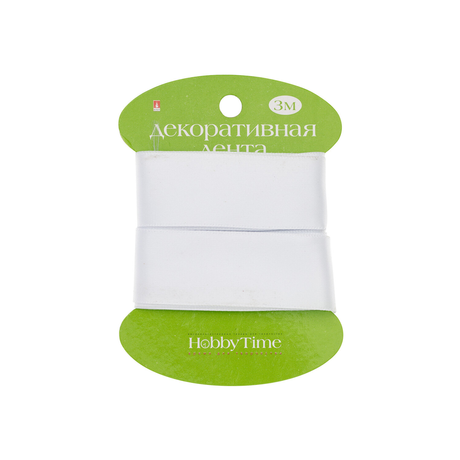 Лента декоративная атласная, ширина 25 ММ, Длина 3 М, Белая, Арт. 2-616/01