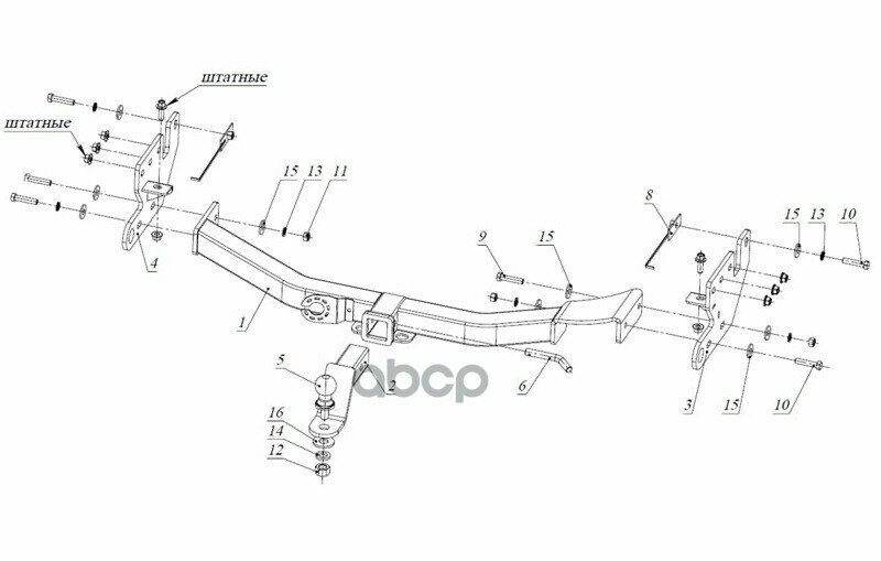 Фаркоп Mitsubishi Pajero Sport II 2008-2016, Mitsubishi Pajero Sport III 2016-2021 съемное крепление шара под американский кв.