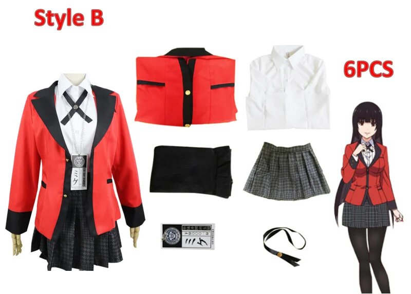 Косплей комплект Jabami Yumeko и Ikishima Midari Красный, М, Full Clothing