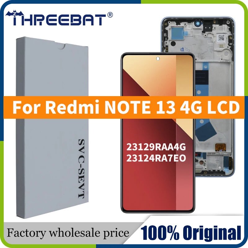 6,67 'AMOLED 120 Гц для Xiaomi Redmi Note 13 4G 23124RA7EO Note13 4G 23129RAA4G ЖК-дисплей с цифровым преобразователем сенсорного экрана в сборе Original Black Frame
