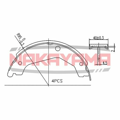 Колодки тормозные барабанные Hyundai Terracan 2001- (ручник) (190x40) Nakayama HS7284NY