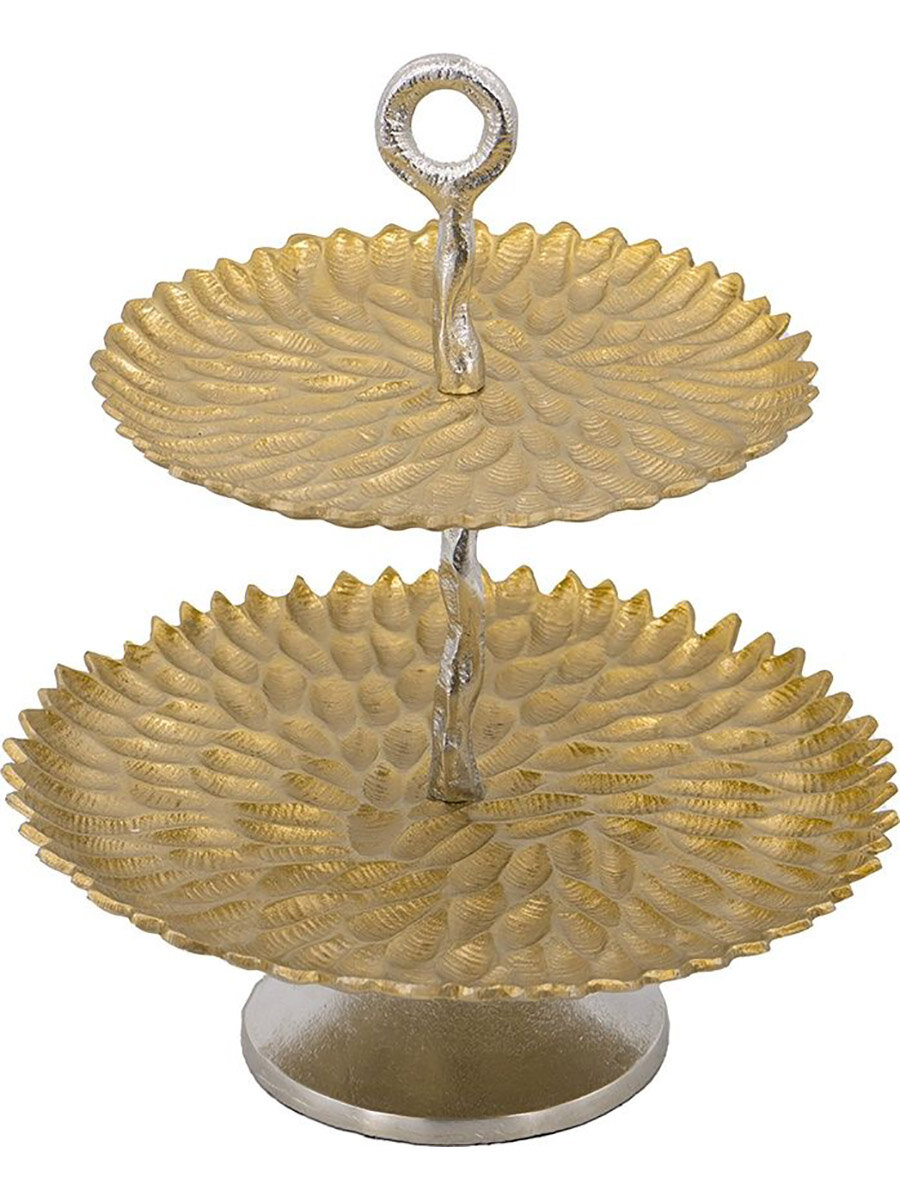 Блюдо сервировочное Glasar двухъярусное 36х36х41 см, алюминиевое