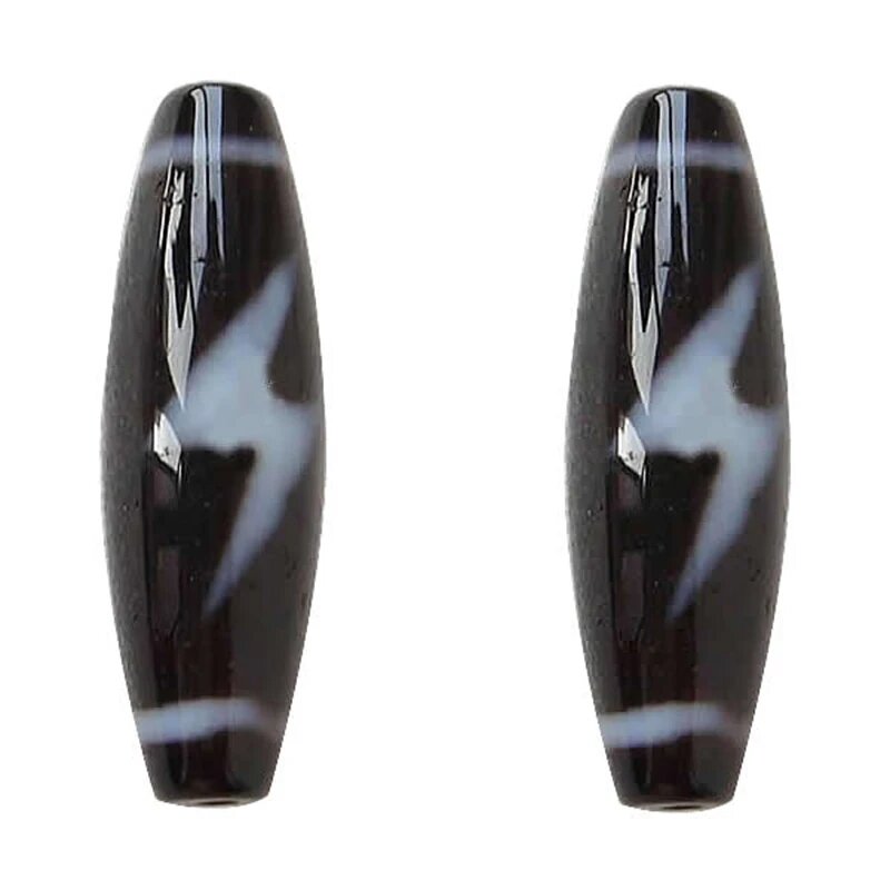 Натуральные тибетские бусины дзи YYW, овальные, пятиглазые и двухцветные, 13x38 мм