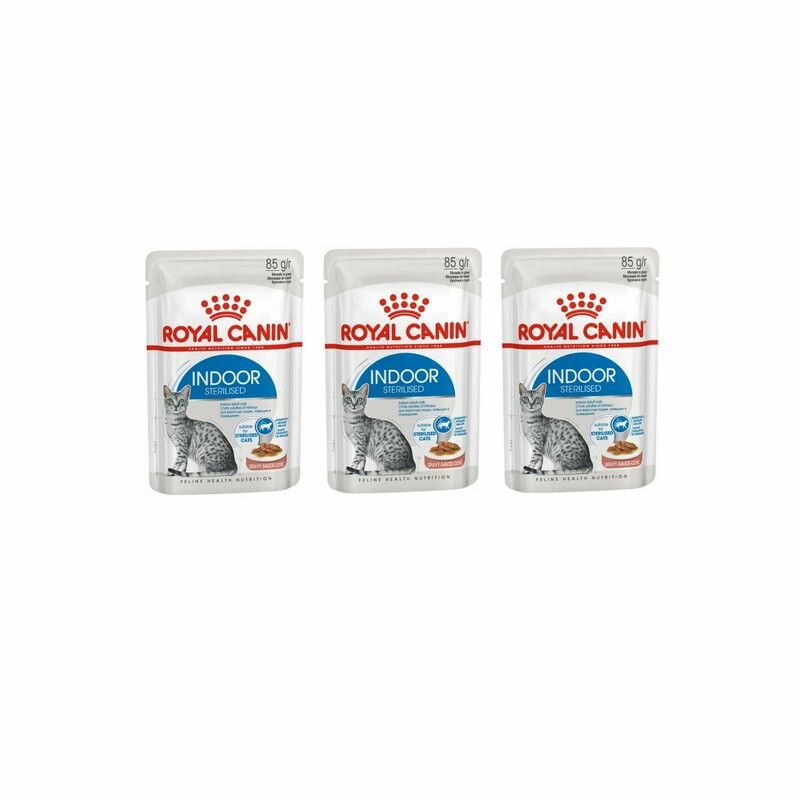 Royal Canin Indoor Sterilised влажный корм в соусе, для стерилизованных кошек от 1 до 7 лет, живущих в помещении, 85 г, 3 шт
