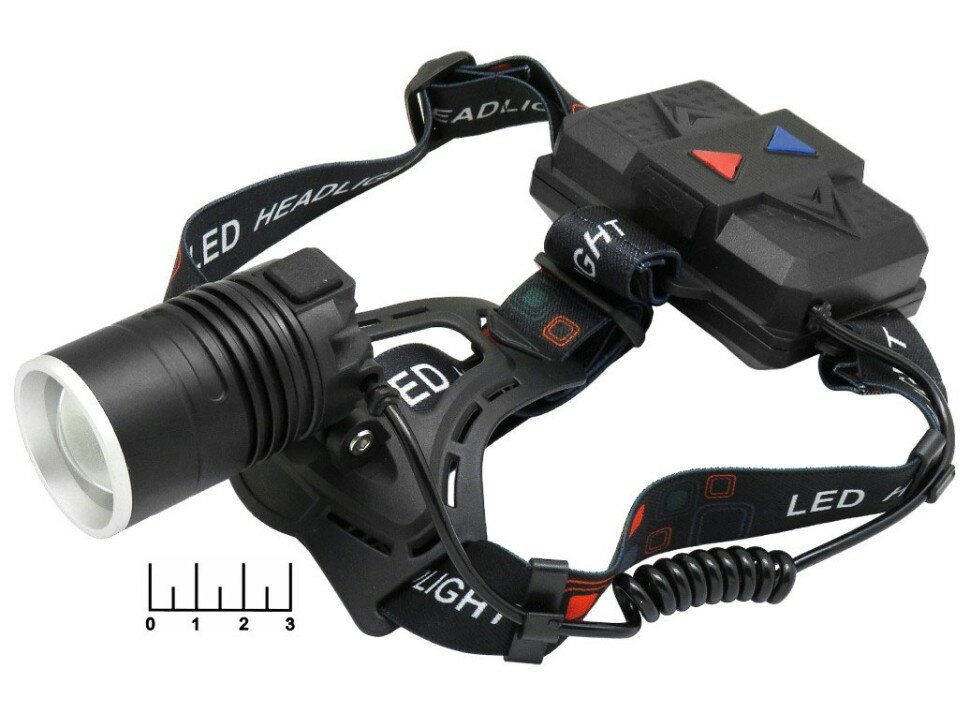 Фонарь налобный 3*18650 1 светодиод аккумуляторный HL-3012-3B-P90 3 режима