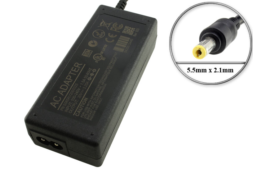 Адаптер питания 20V 3.25A 5.5x2.1 65W отд. шнур, для портативной умной колонки Яндекс. Станция (не Мини) Макс, Плюс и др