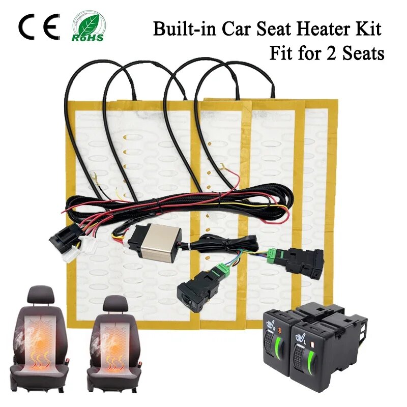 Комплект обогрева автомобильных сидений, подходит для 2 сидений, 12 В, 27 Вт, грелки, система двойного переключателя управления для Toyota Camry Corolla RVA4 Leiling Highlander